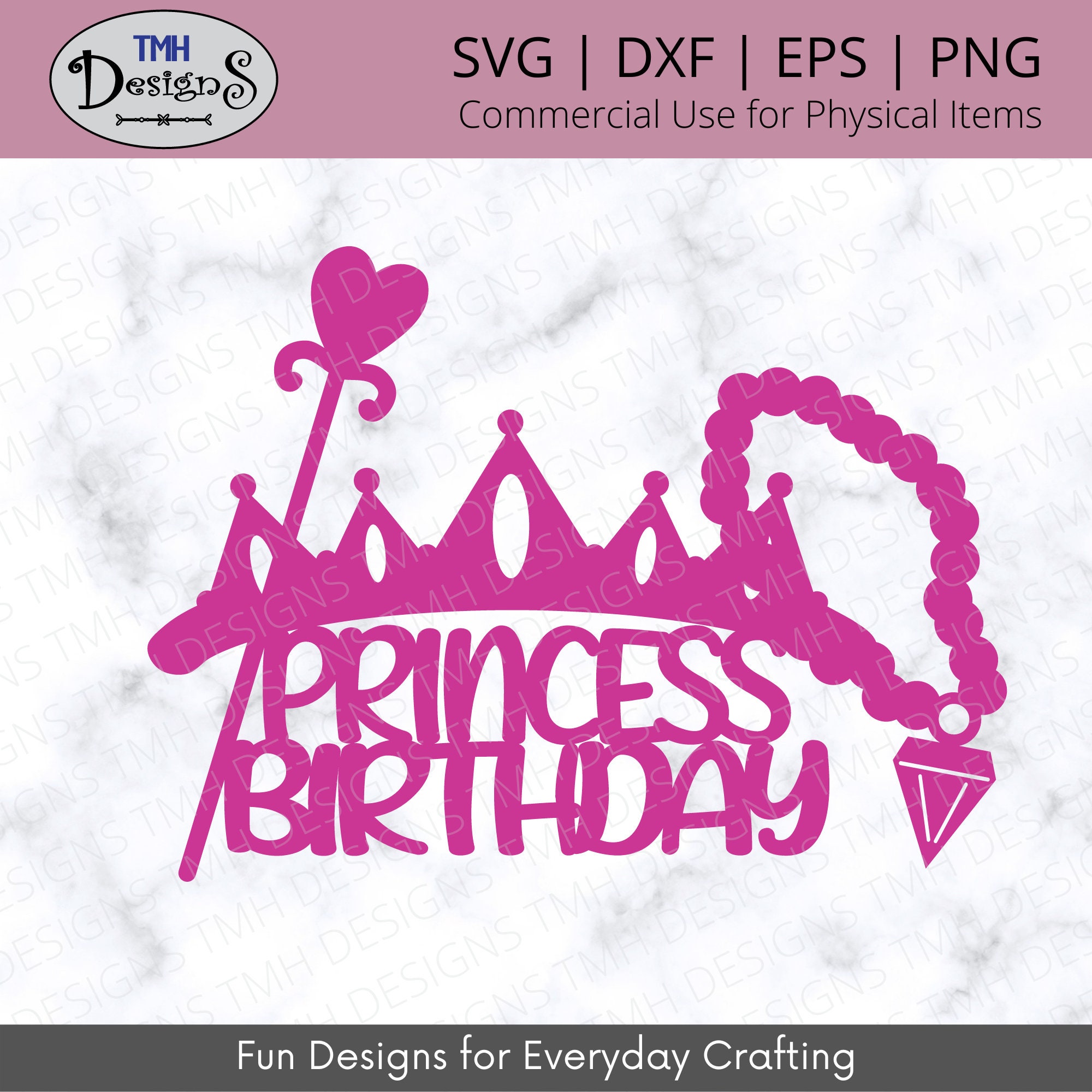 Princess Birthday Cake Topper SVG Happy Birthday SVG Cake Topper SVG ...
