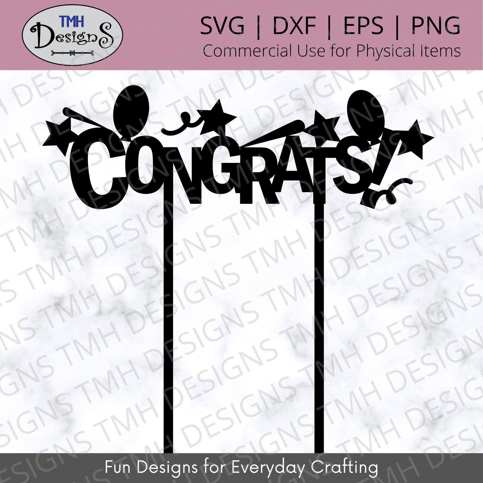 Congrats Cake Topper SVG - Celebration SVG - Party Cake Topper SVG ...