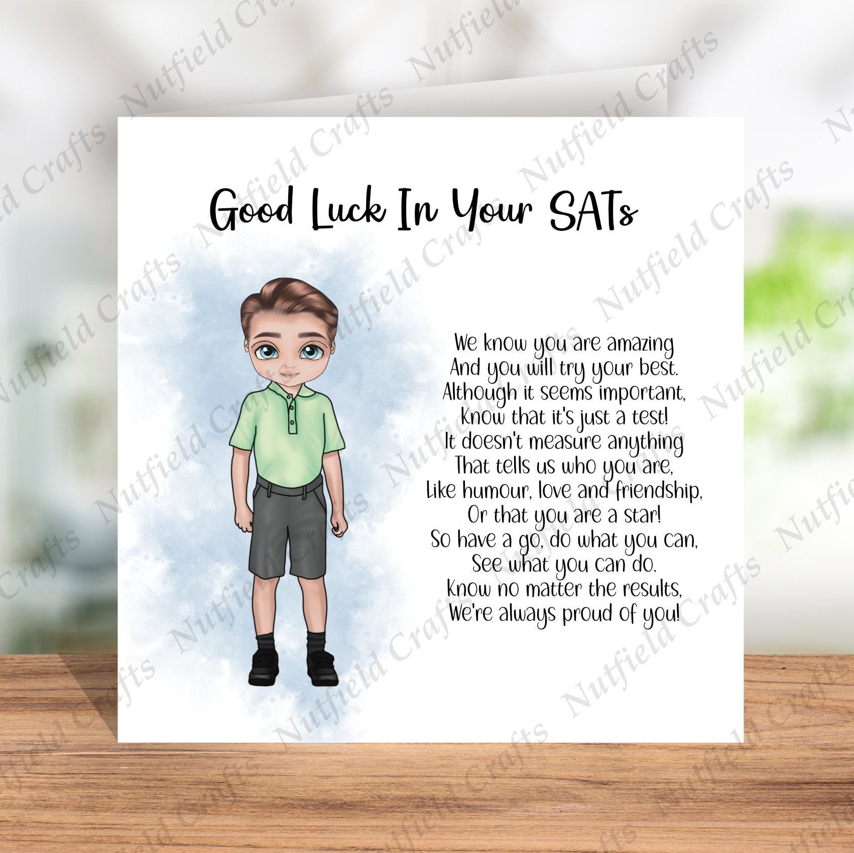 Sats Card, Good Luck Card, Primary School Exams Card, Sitting Sats, Boy ...