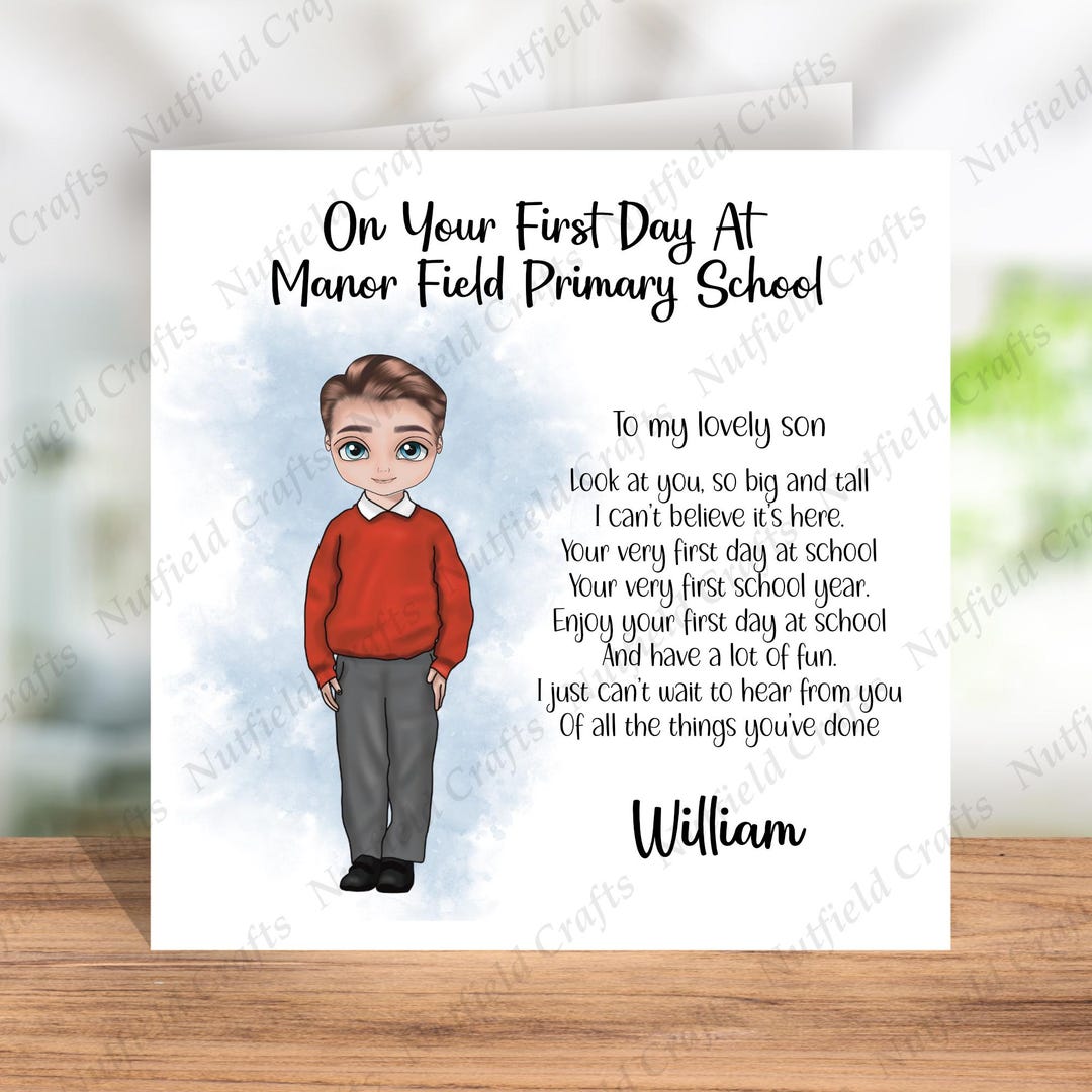 Personalised First Day of School Card, Starting School, Primary, Boy ...