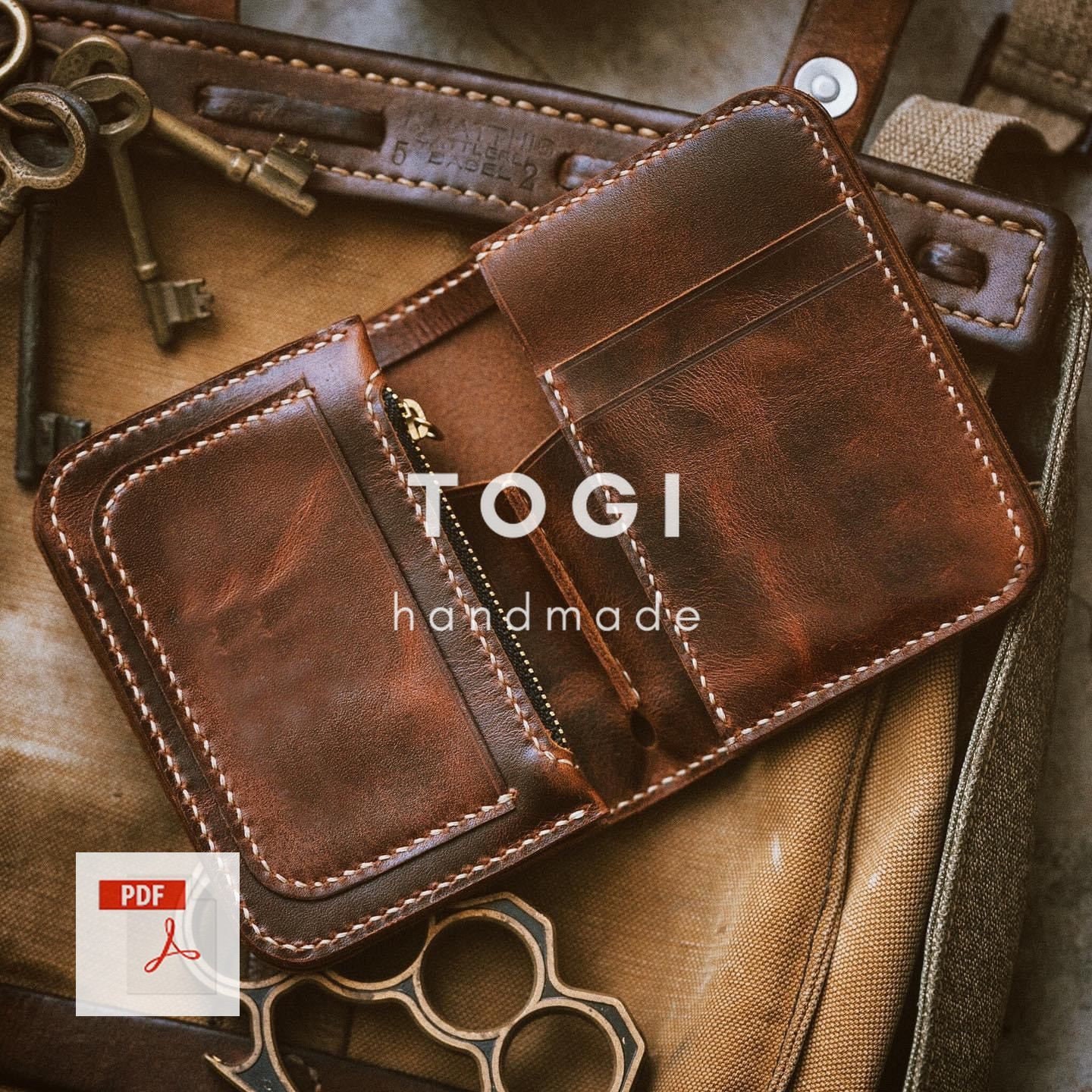 Pattern Leather Wallet Japanese Wallet PDF Short Wallet PDF - Etsy