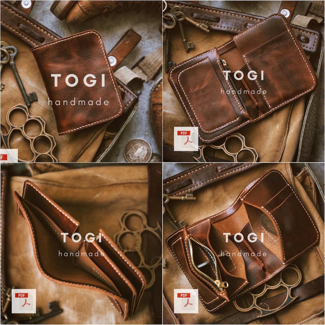 Pattern Leather Wallet Japanese Wallet PDF Short Wallet PDF - Etsy