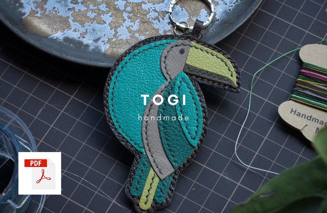 Pattern Leather Keychain, Leather Keychain, Keychain Bird, Pattern ...