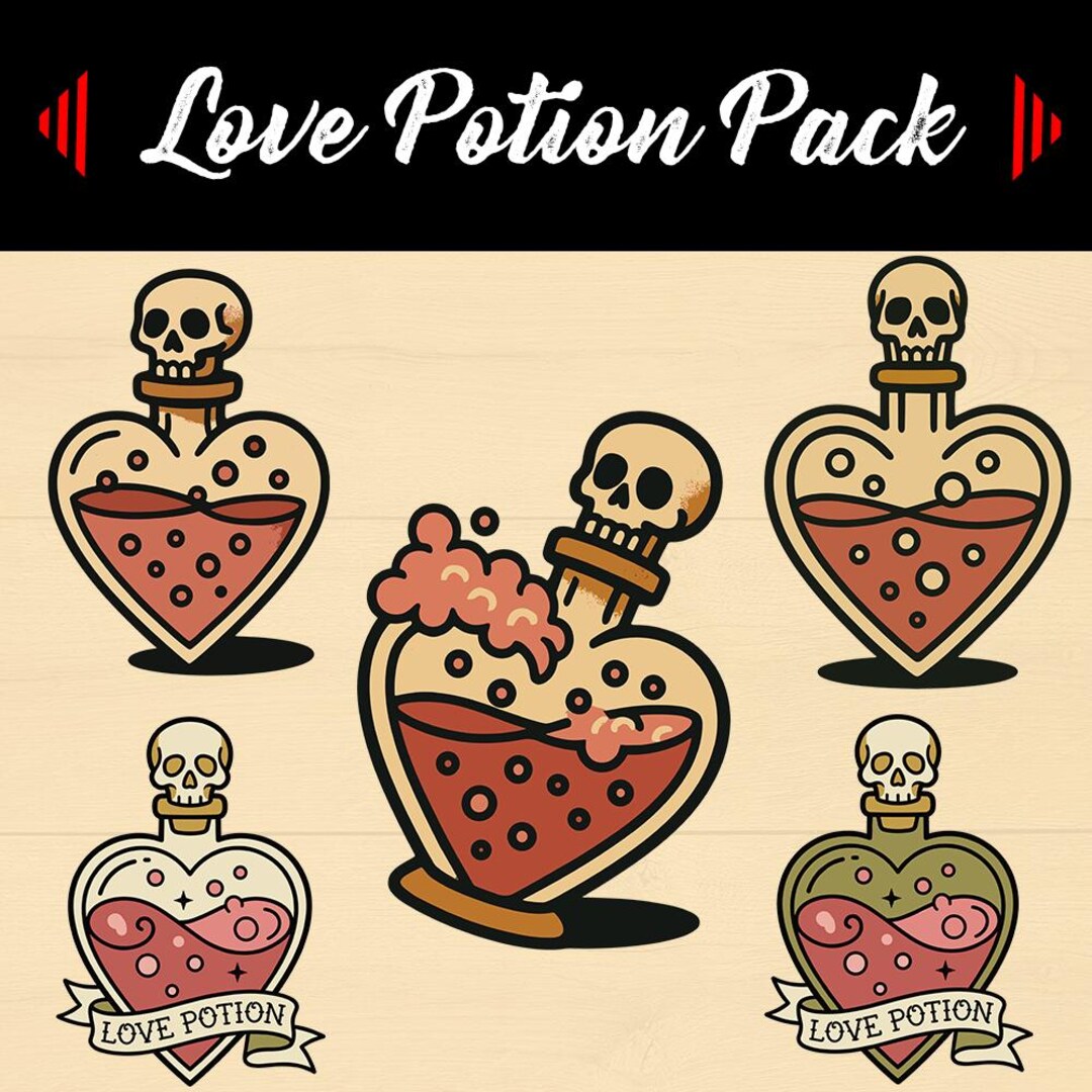 Love Potion Bottle PNG, Traditional Tattoo Flash, Magic Spell Clipart ...
