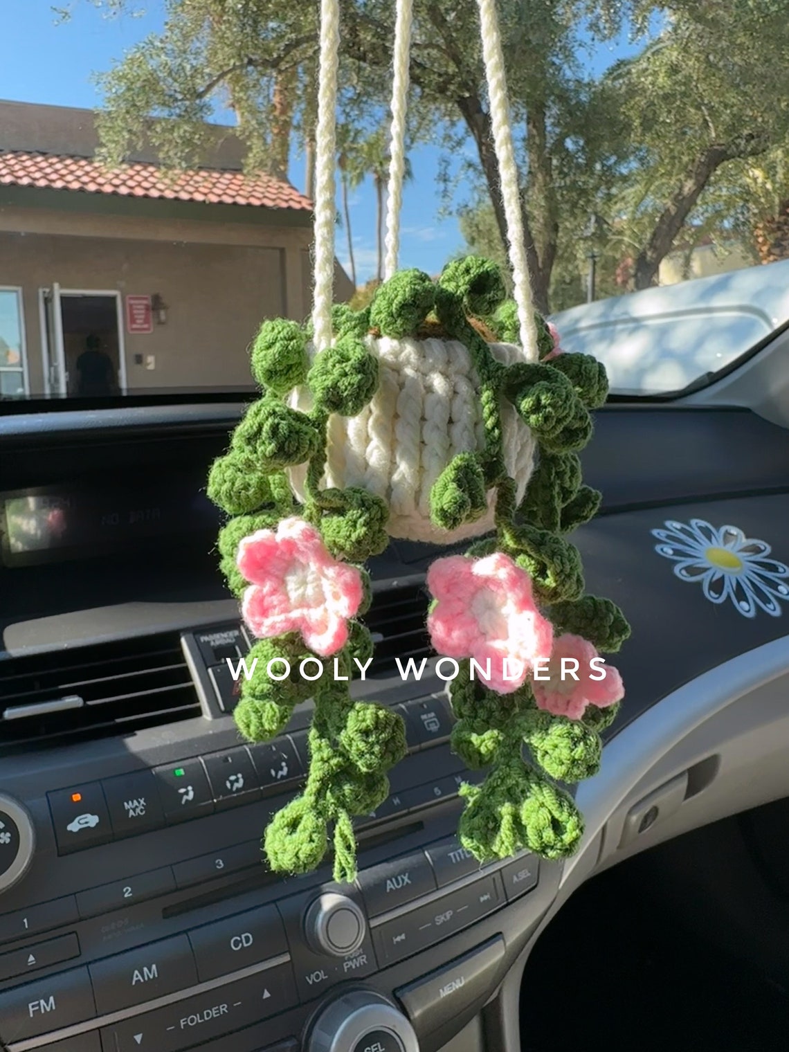 Crochet Pink Flower Plant Vines Car Accessories for Women - Etsy