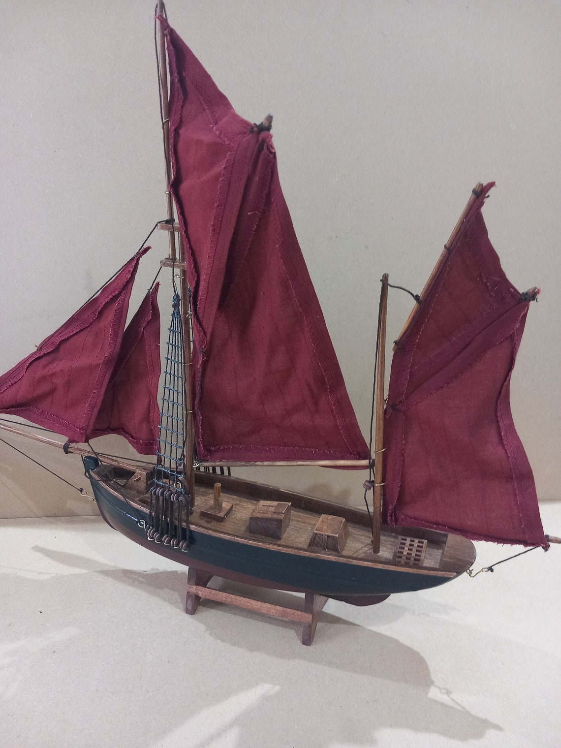 Hanah Detailed Model Brixham Trawler Cutter Sail Boat With Stand - Etsy