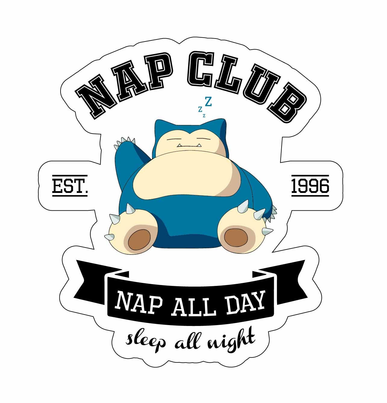 Pokemon Nap Club Nap All Day Sleep All Night Snorlax Sleeping - Etsy