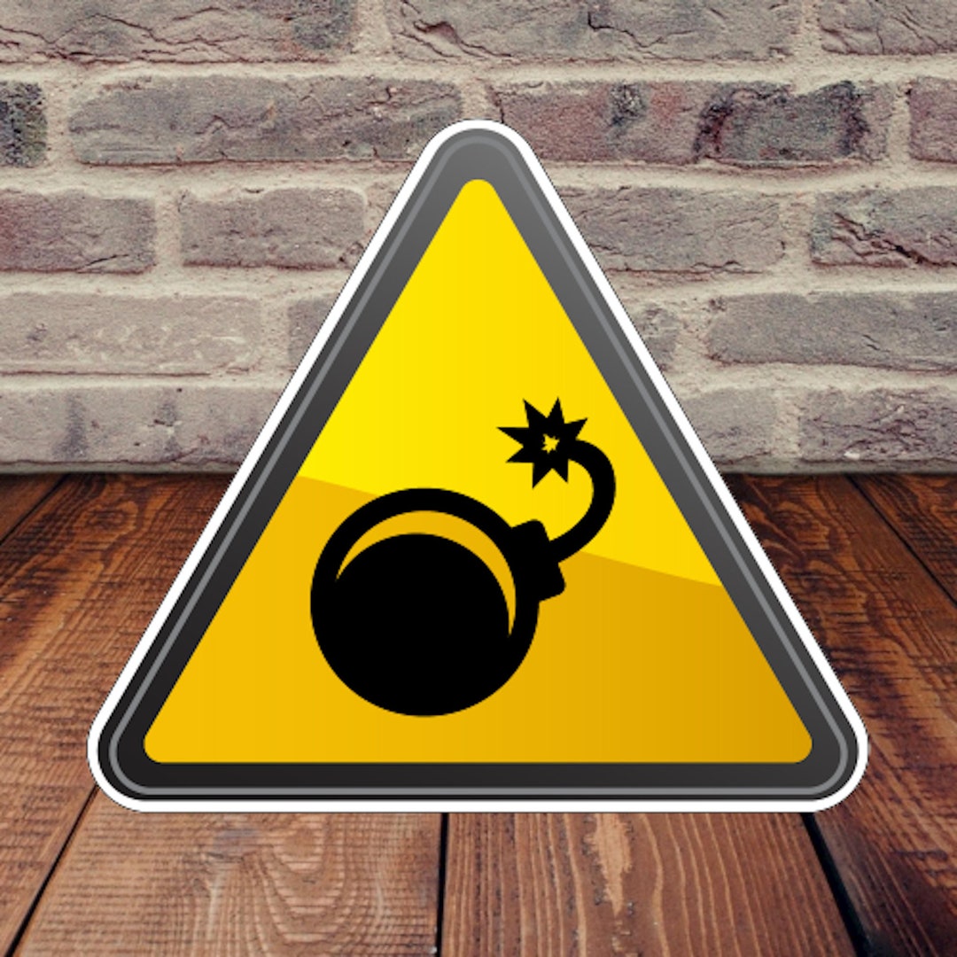 Explosive Hazardous Caution Bomb Warning Vinyl Sticker Printed Decal ...