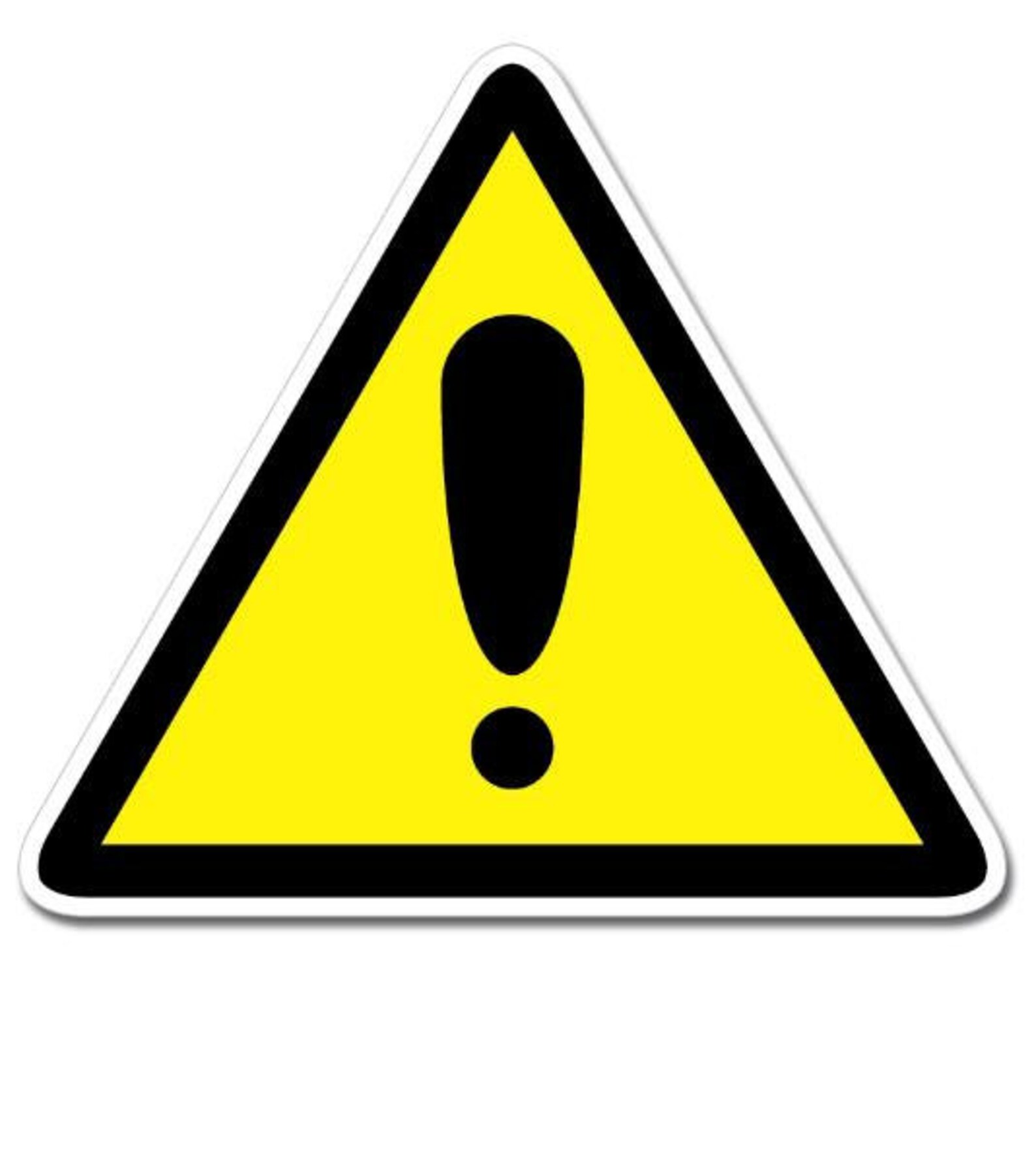 Danger Warning Exclamation Mark Yellow Sign Vinyl Sticker / Printed ...