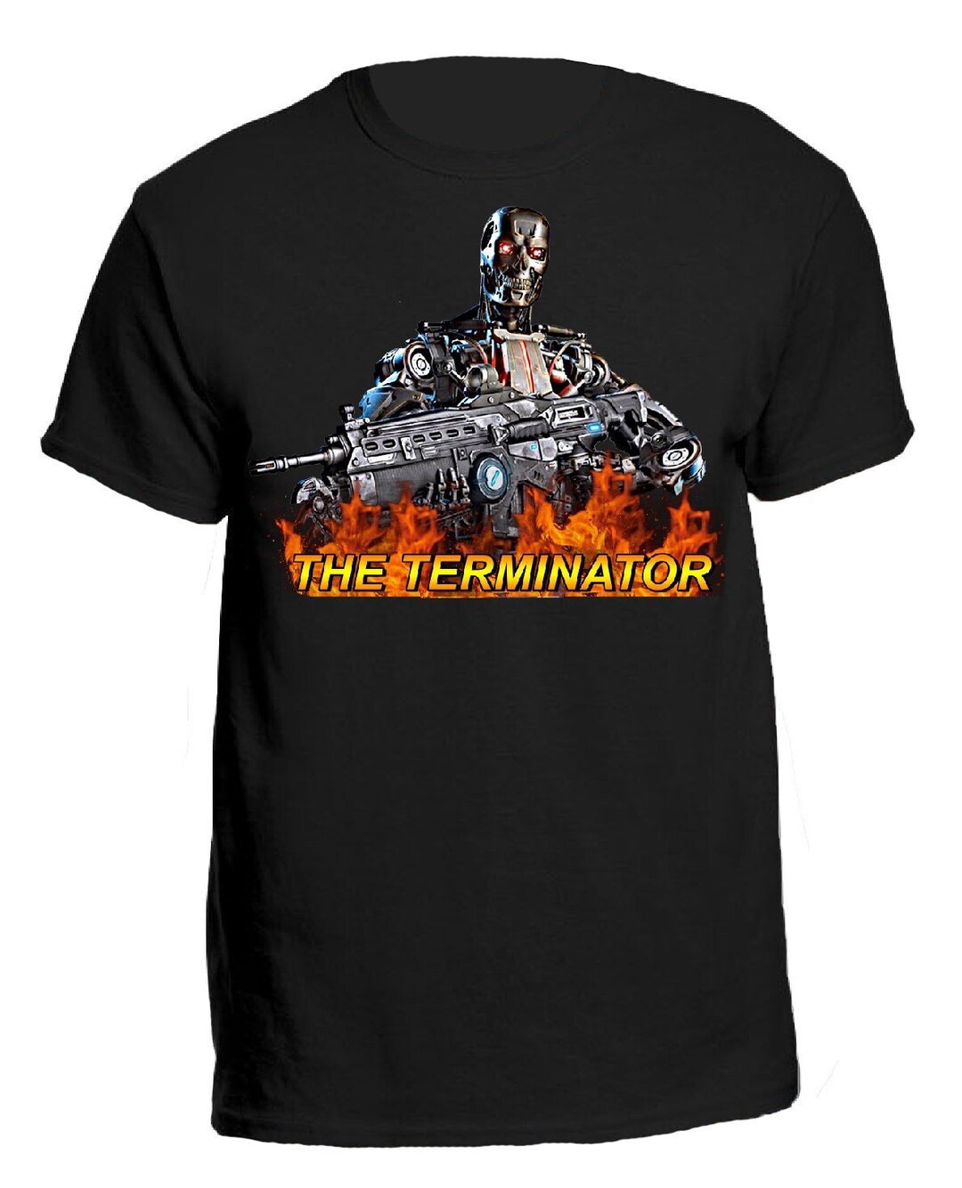 The Terminator Shirt Robot With Gun Vintage Tee T-shirt Flames - Etsy