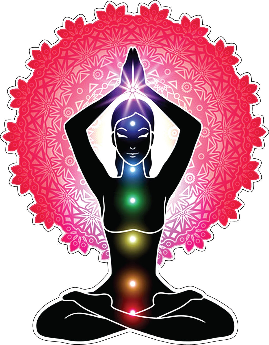 7 Chakra Namaste Meditation Yoga Girl Balance Mantra Aura Art Vinyl ...
