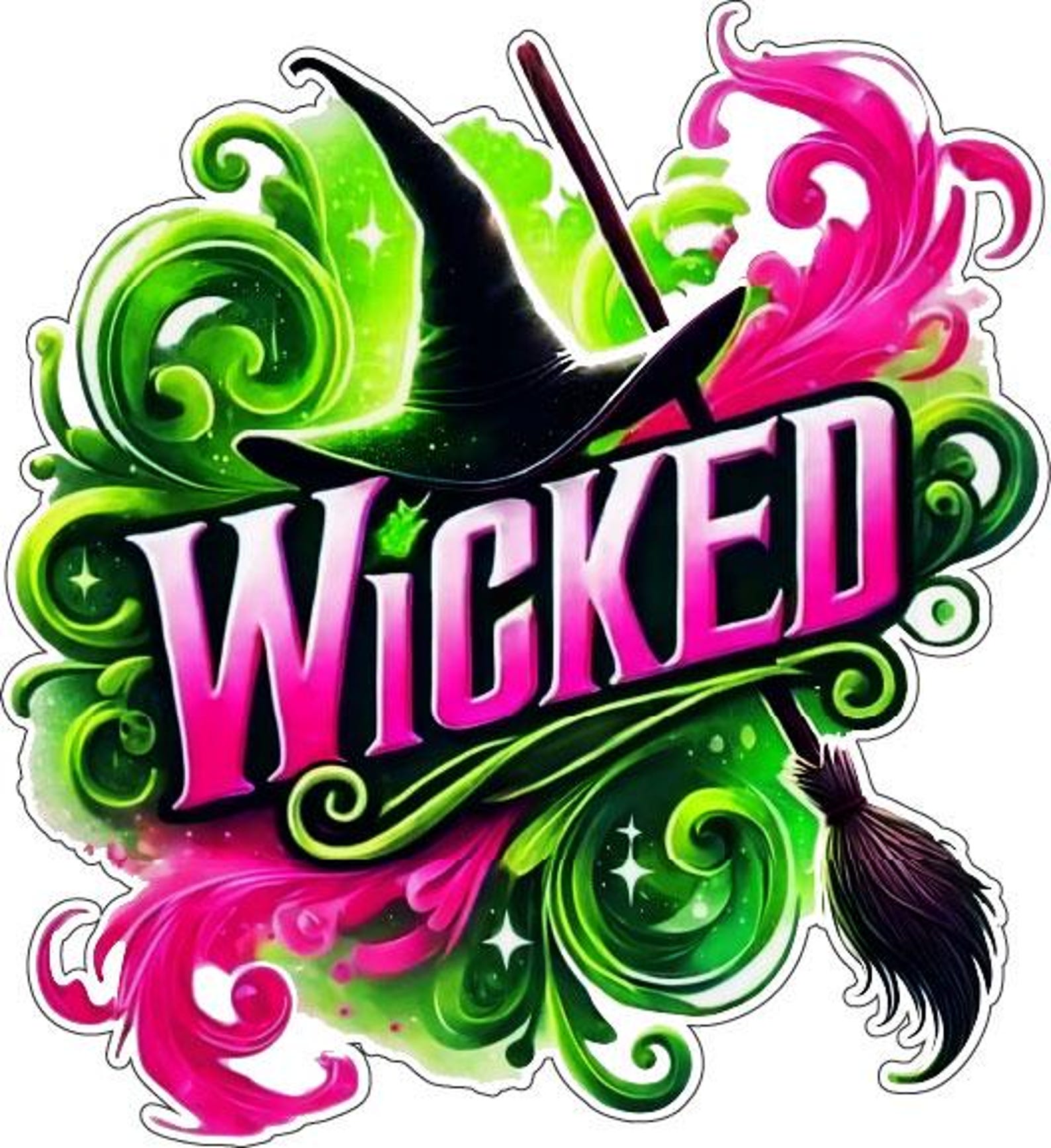Wicked for Good Movie Logo Glinda & Elphaba Yin-yang Pink Green Colors ...