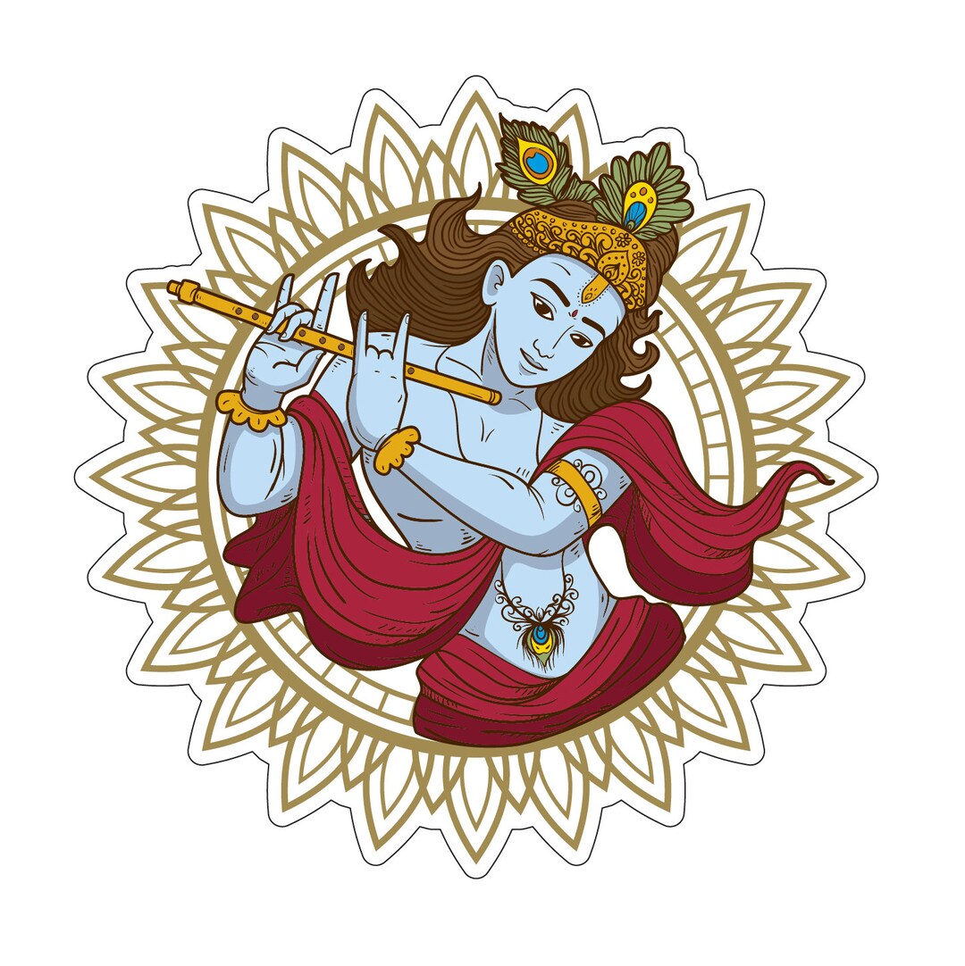 Lord Krishna Flute Art Vinyl Sticker | Hare Krishna | Printed Vinyl ...