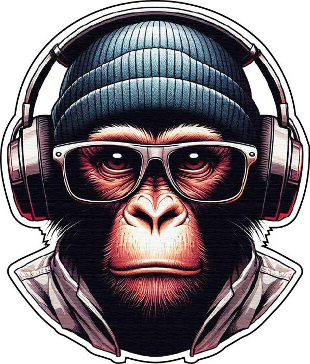 Monkey Gamer Cool Tech- Savvy Primate Wearing Gaming Headphones AI ...