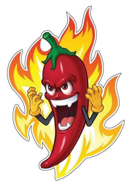 Fiery Fury Angry Hot Red Chili Pepper on Fire Vinyl Sticker Printed ...