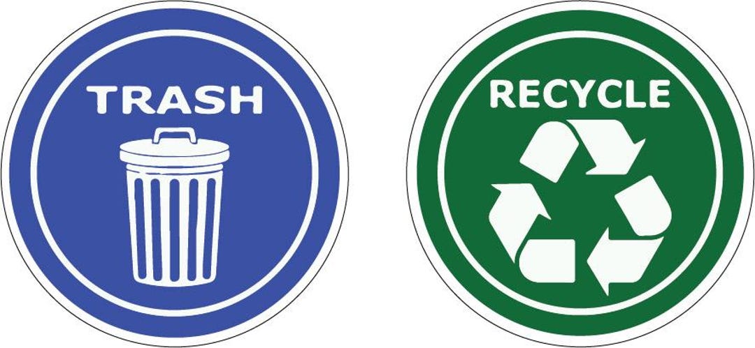 Recycle Trash Waste Special Symbol Circle Green Blue Vinyl Sticker ...