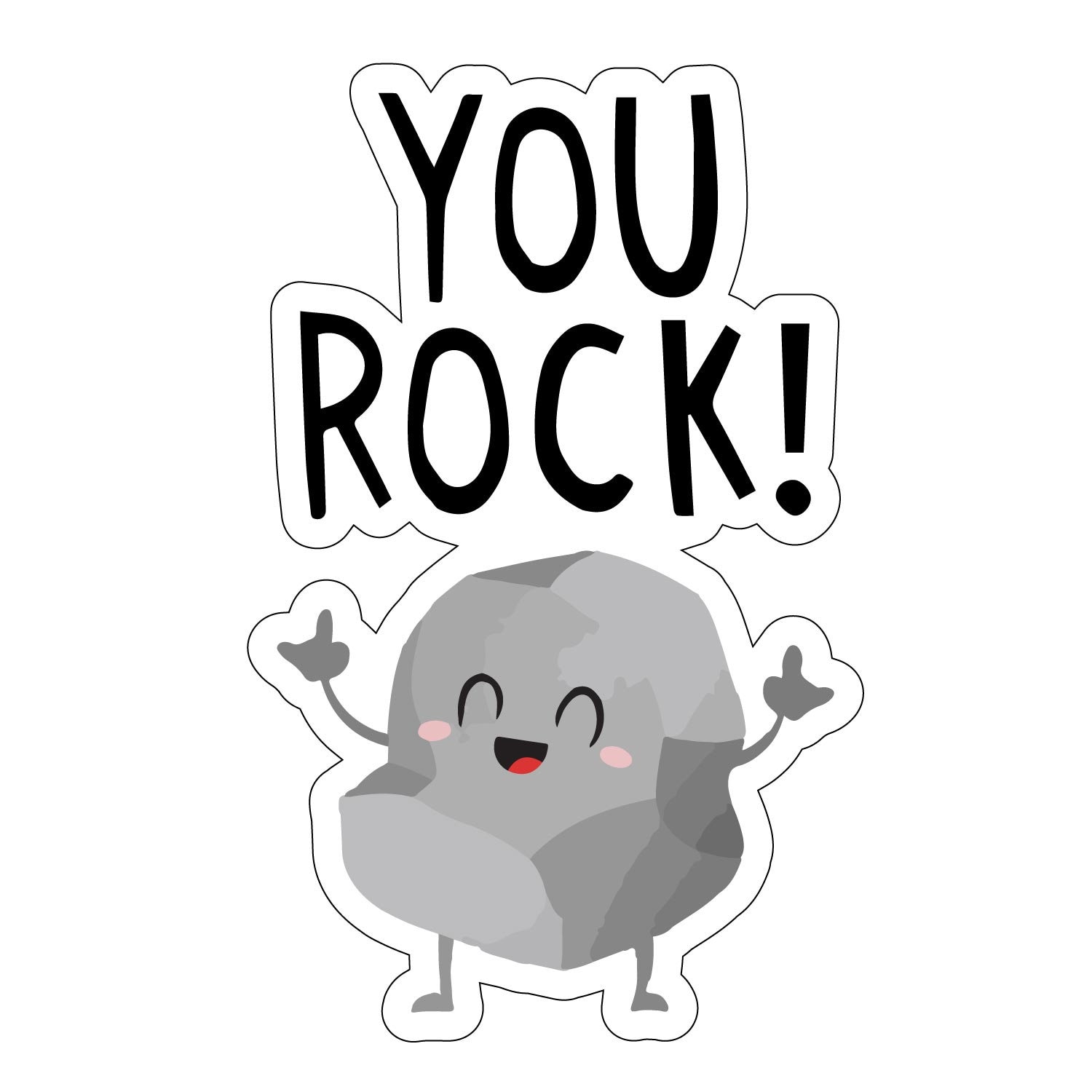 You Rock Cute Character Cheering Happy Message Vinyl Sticker Printed