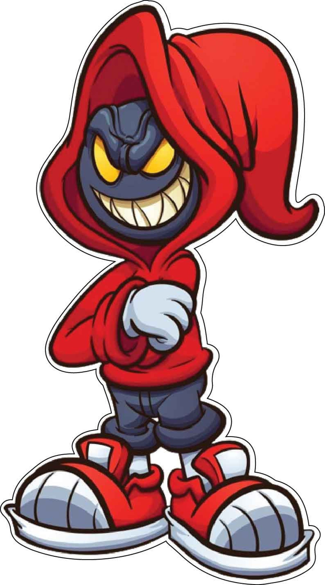 Evil Hooded Cartoon Character Sinister Smirker Wearing Red Vinyl ...
