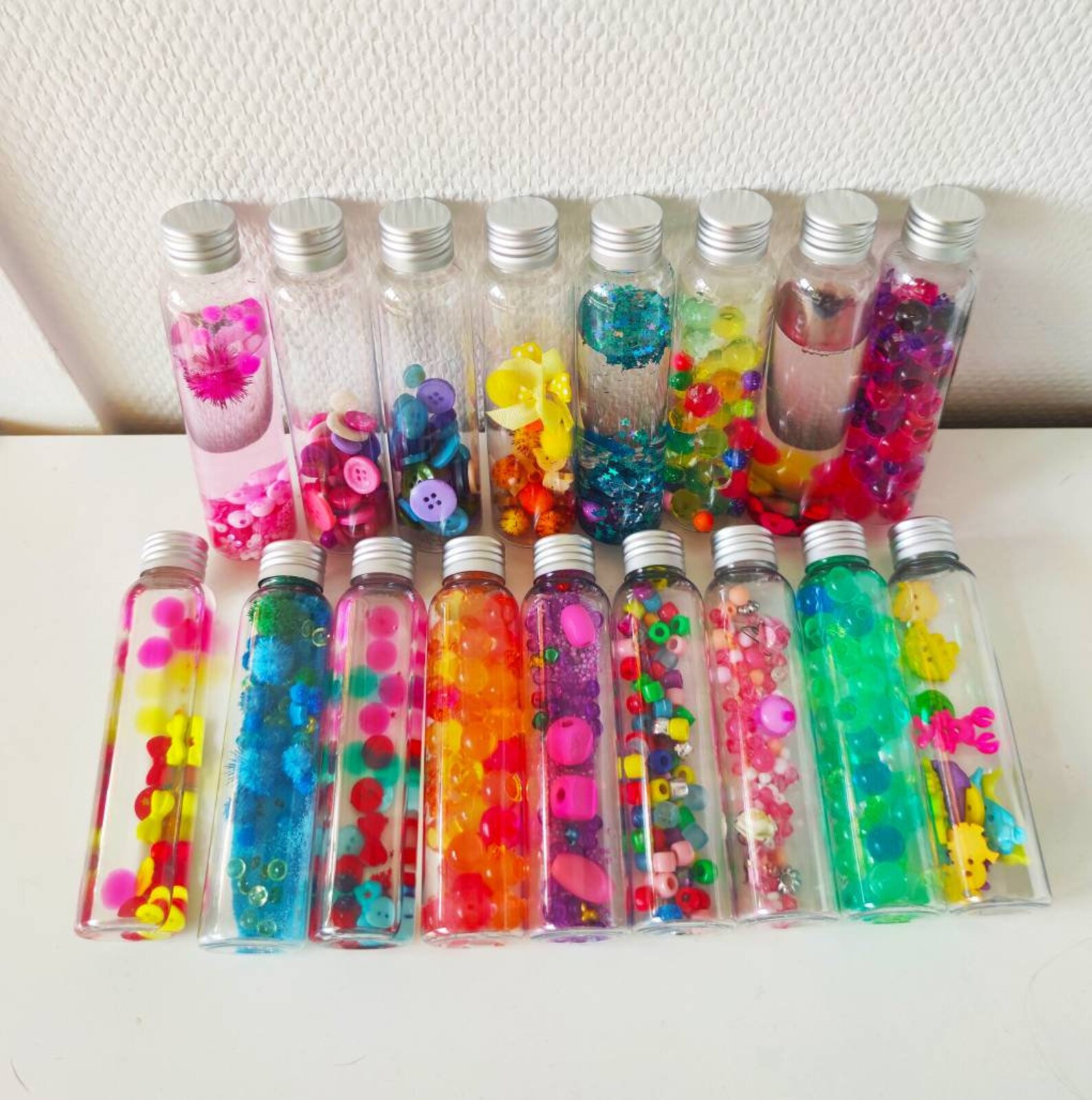 Lot of 17 very colorful sensory bottles. Toys of sensory and | Etsy