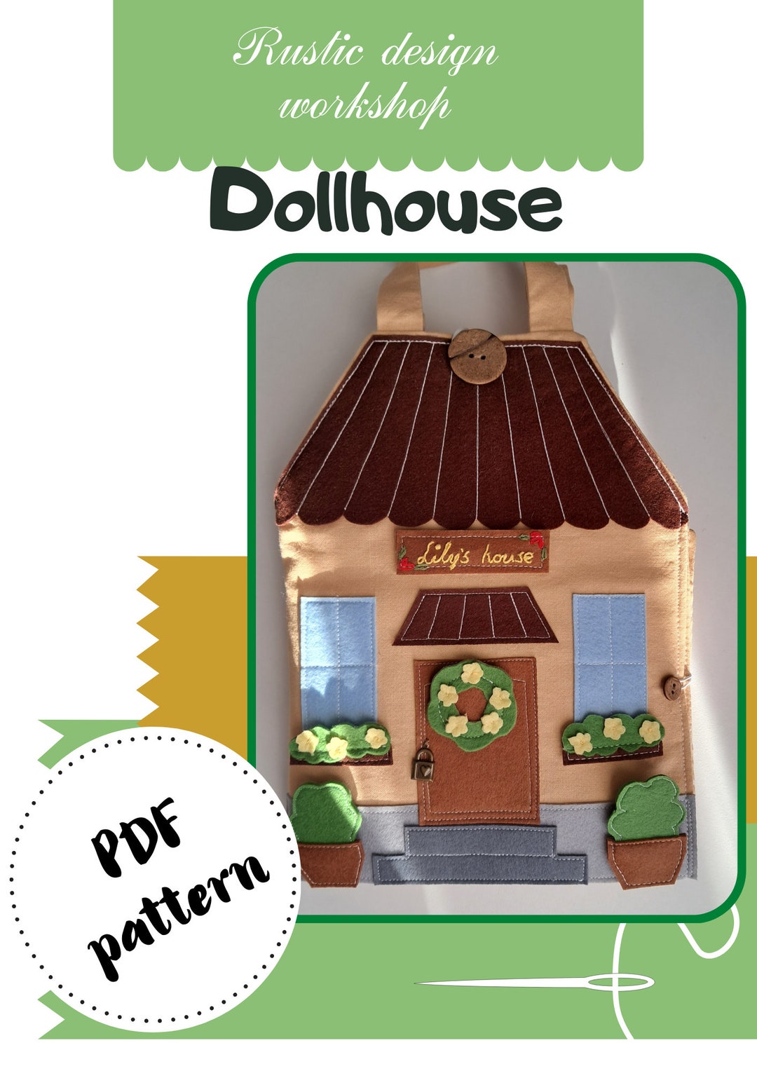 Doll House ,pattern and PDF Instructions for Sewing a Textile Dollhouse ...