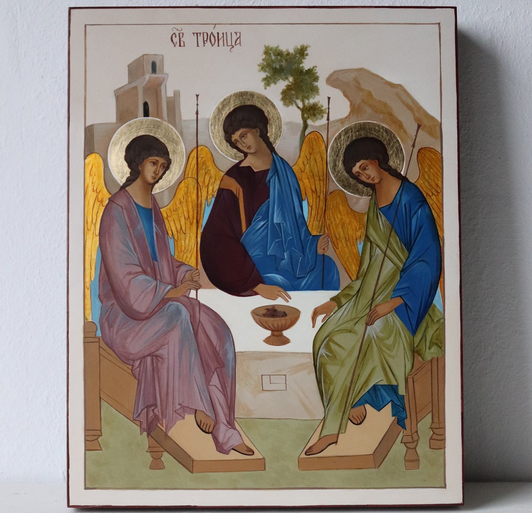 Holy Trinity. 100%hand-painted Greek Russian Byzantine Orthodox Icon ...