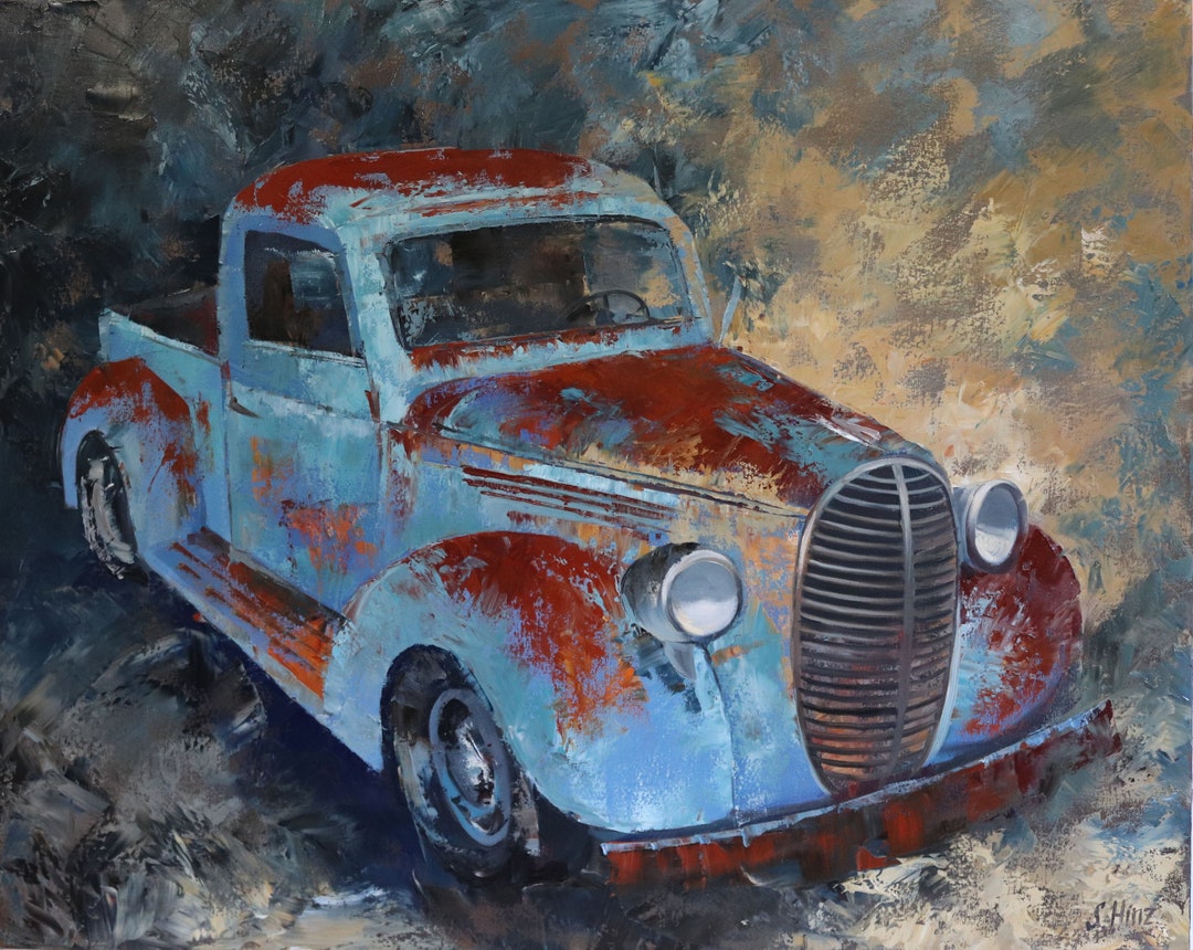 Original Abstract Oil Painting ford Pickup 80x100x4 Cm Oil on Canvas ...