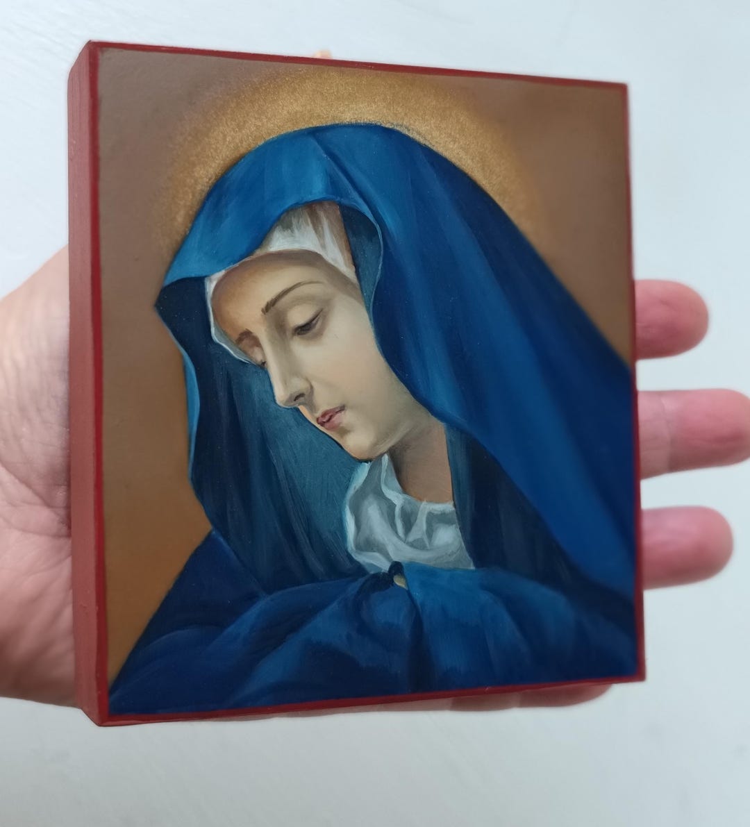 Holy Virgin Mary. 100% Handwritten Icon 11x10x2.5 Cm. Saint Mary ...