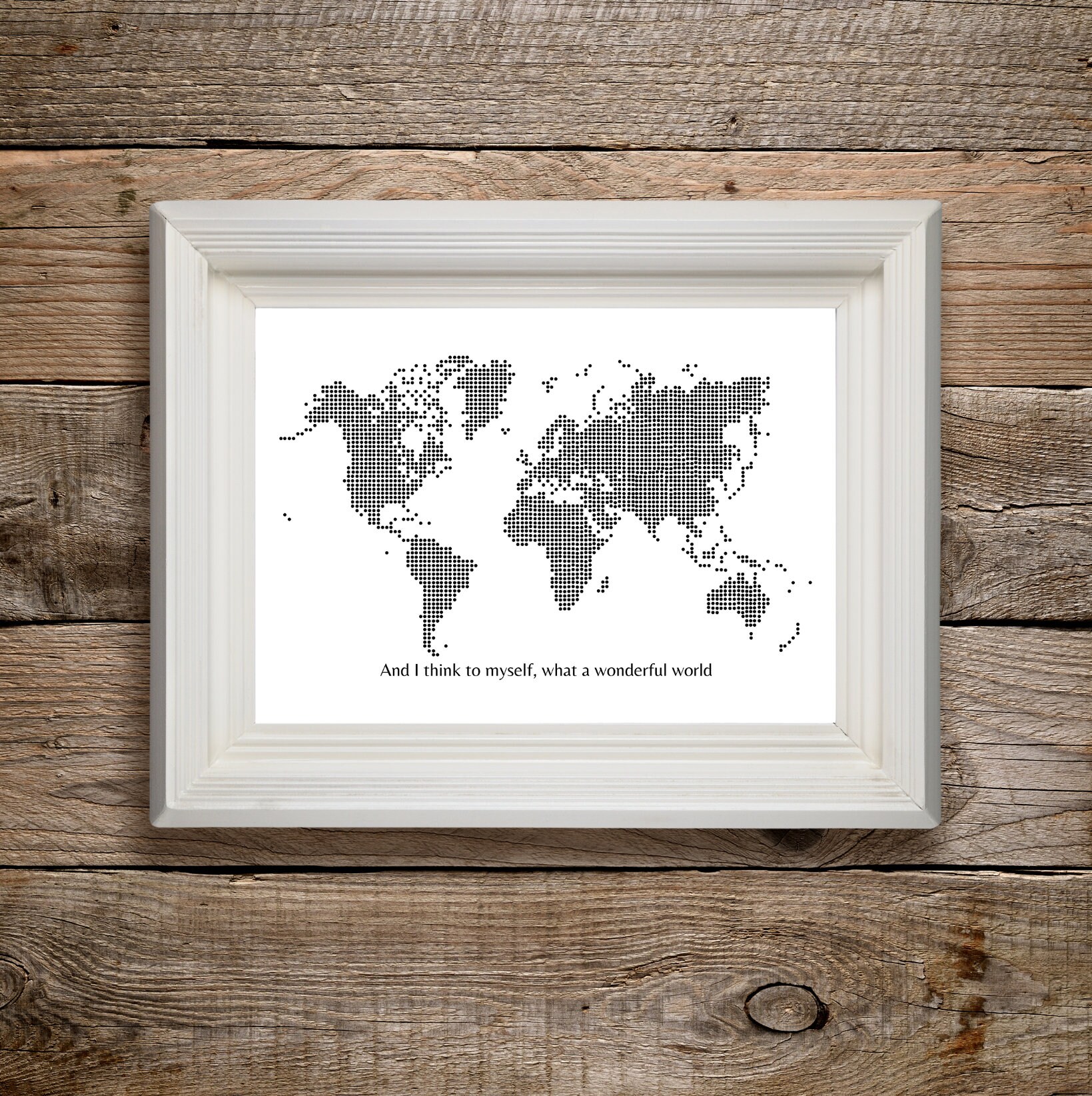 Custom PRINTABLE Dotted World Map Poster With Quote, Unframed Digital ...