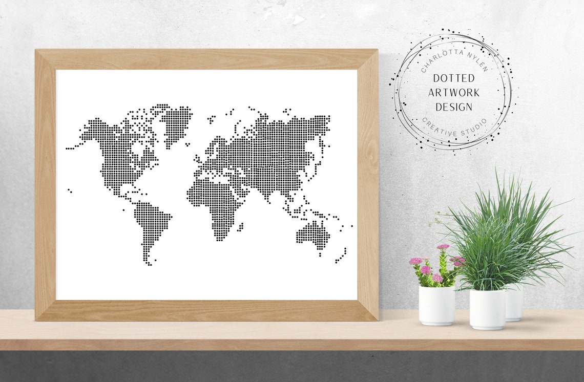 PRINTABLE Dotted World Map Poster, Unframed Digital Artwork, Map Gifts ...