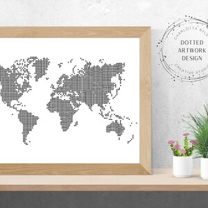 PRINTABLE Dotted World Map Poster, Unframed Digital Artwork, Map Gifts ...
