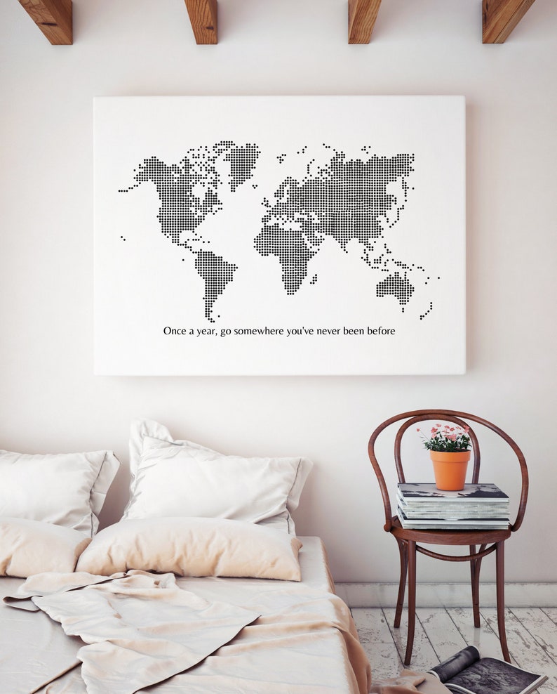 Custom PRINTABLE Dotted World Map Poster With Quote, Unframed Digital ...