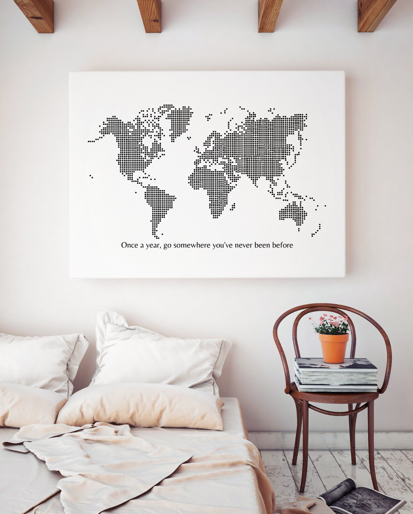 Custom PRINTABLE Dotted World Map Poster With Quote, Unframed Digital ...