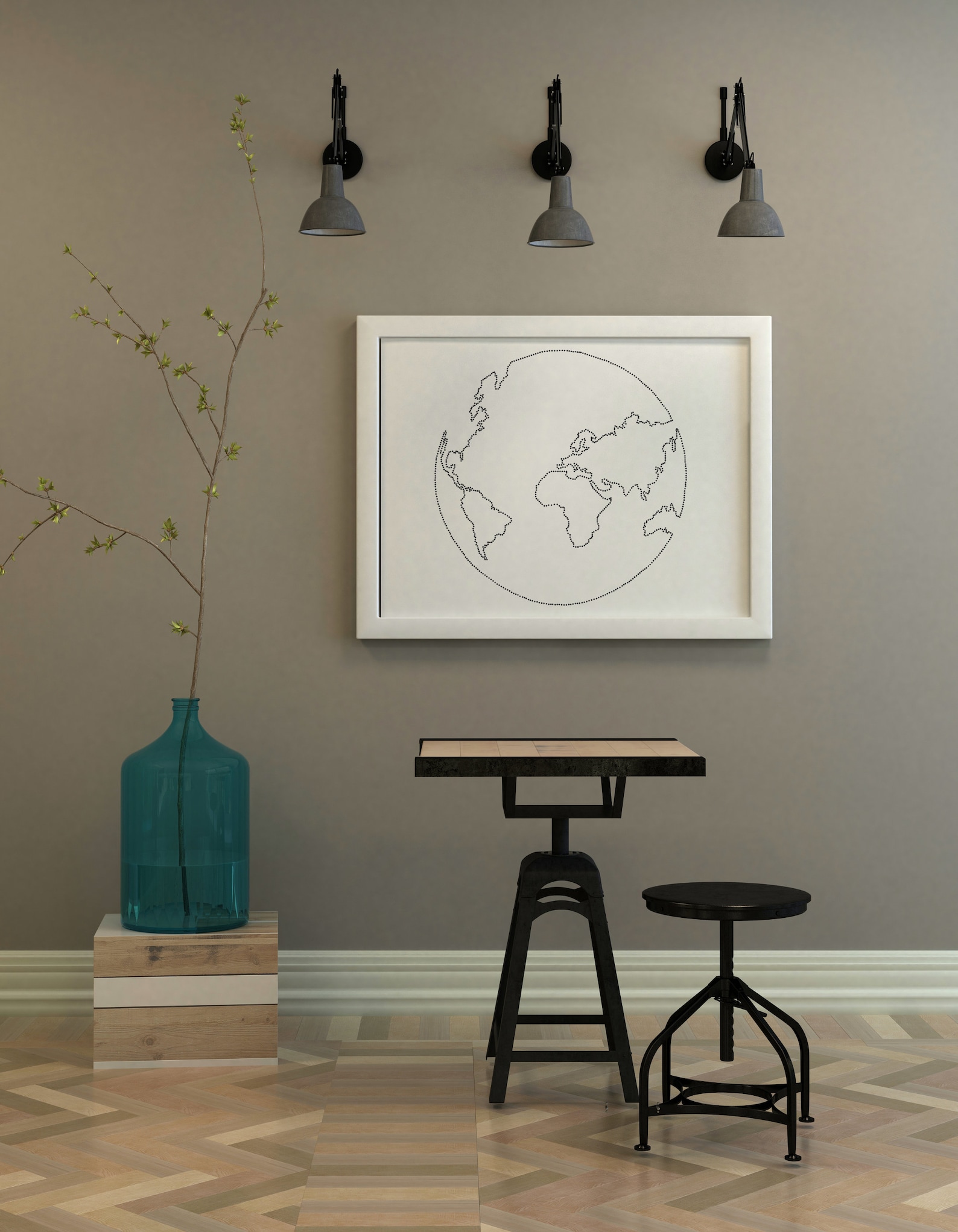 World Map Dotted Art Poster, Dotted Art Poster, Home Decor, Travel ...