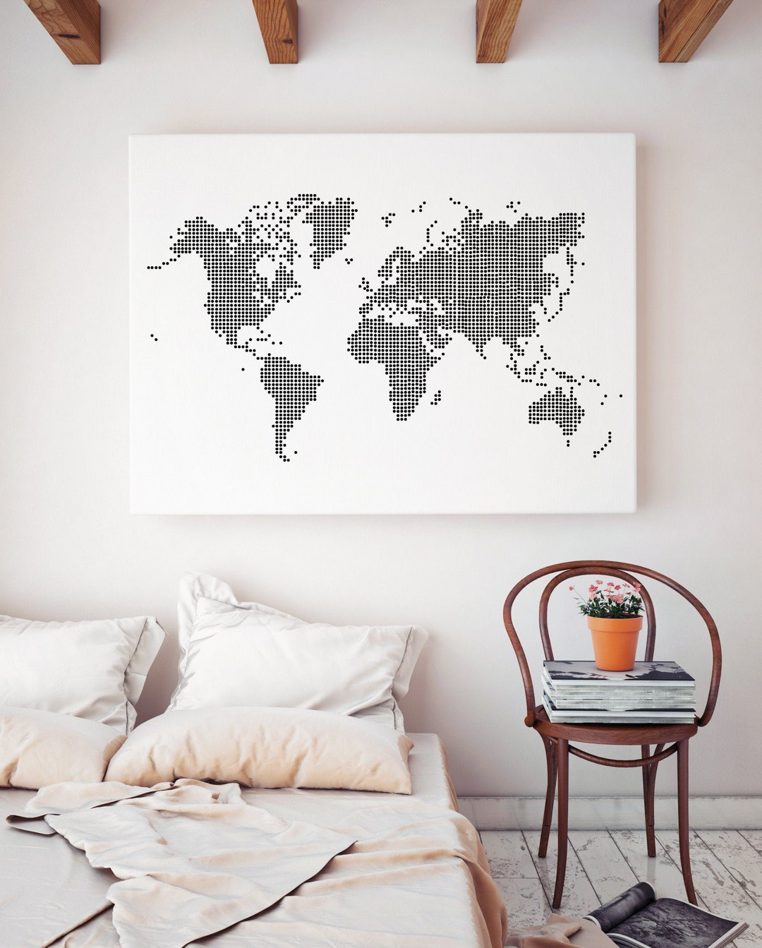 PRINTABLE Dotted World Map Poster, Unframed Digital Artwork, Map Gifts ...