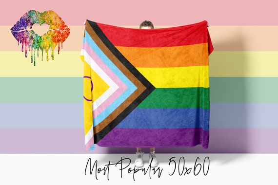 Progress Pride Flag Gay Pride Blanket Rainbow Blanket LGBTQ | Etsy