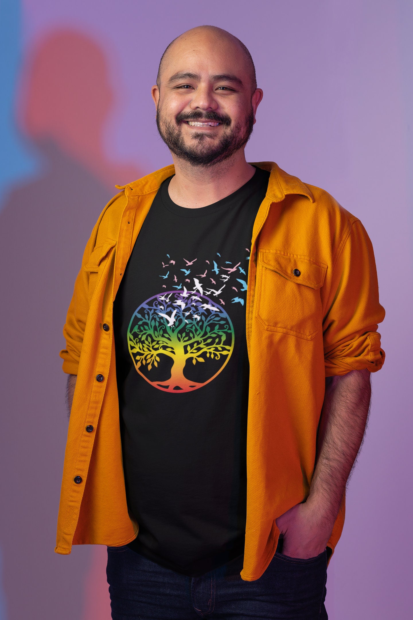 Subtle Trans Pride Shirt Sacred Tree of Life Bird Shirt FTM - Etsy