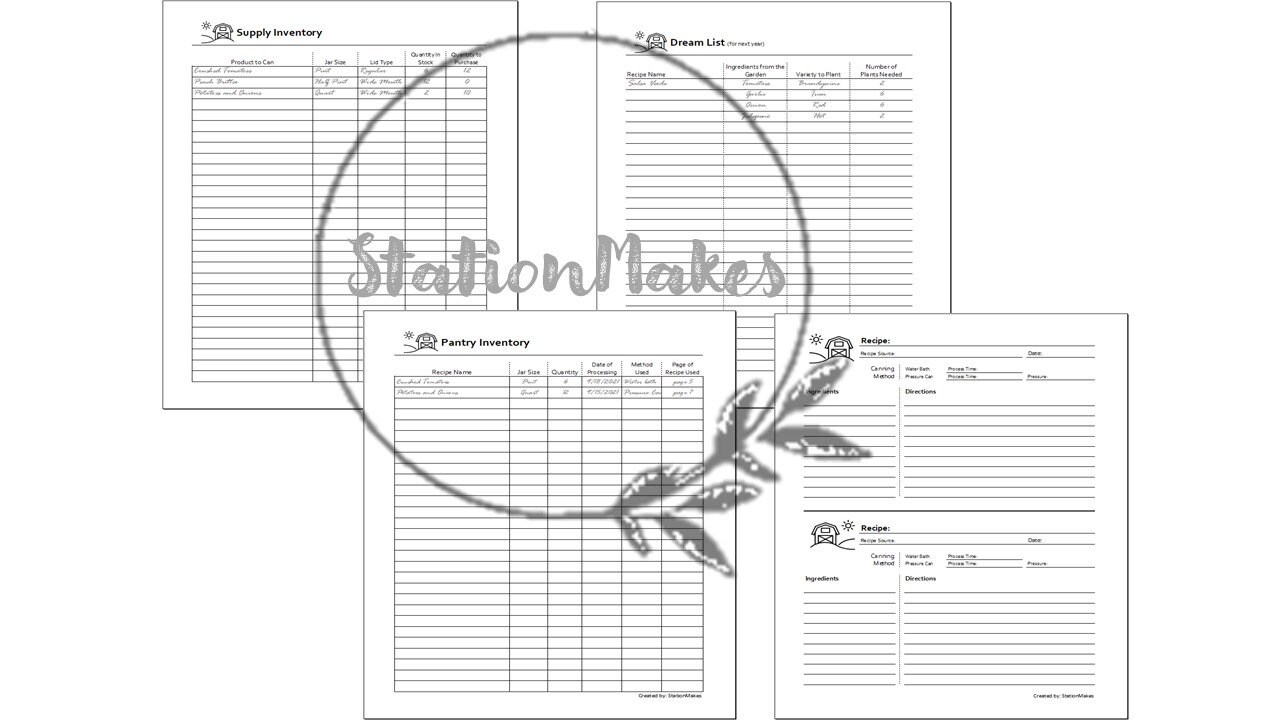 Farmhouse Canning Planner & Recipe Booklet | Printable Template ...