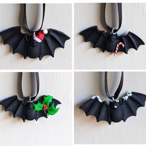 Christmas Bat Gothic Small Ornament Clay Hanging Decoration Cute - Etsy