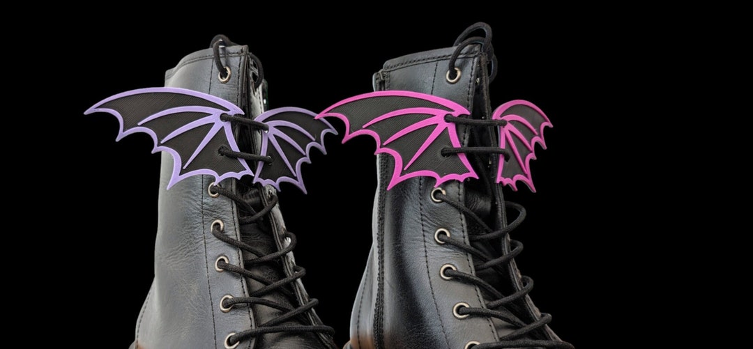 Boots Bat Wing Shoe Cosplay Accessories Shoelace Gothic Bat Pink Purple ...