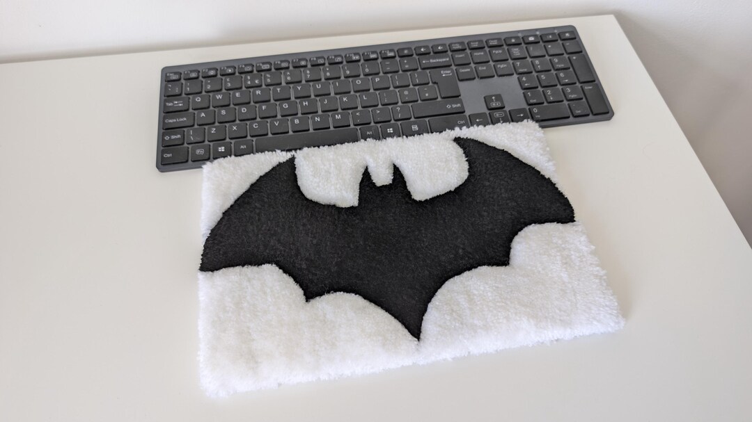 Bat Desk Rug Tufted Handmade White Black Gamer Office Table Desk ...
