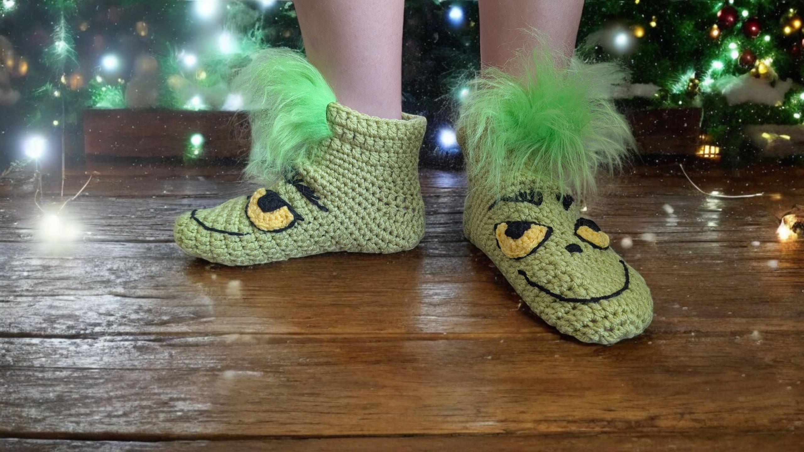 Christmas Monster Slipper Boot Socks Crochet Pattern Pdf - Etsy