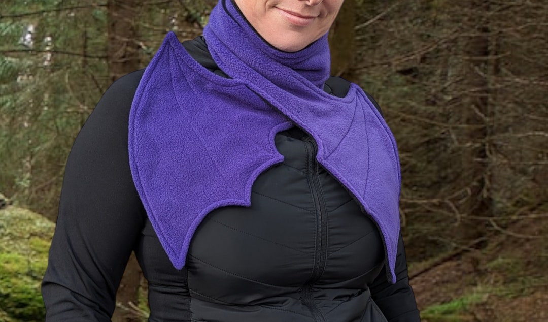 Bat Snuggle Fleece Scarf Reversible Purple Black - Etsy