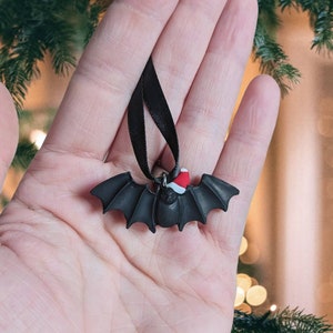 Christmas Bat Gothic Small Ornament Clay Hanging Decoration Cute - Etsy