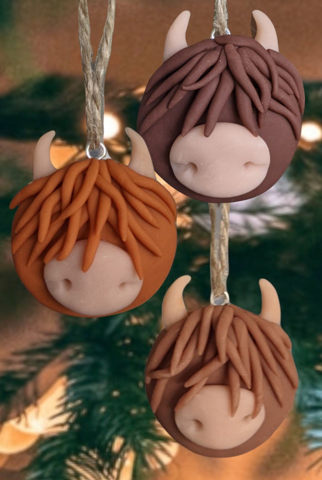 Highland Cow Clay Decoration Hanging Tree Christmas - Etsy