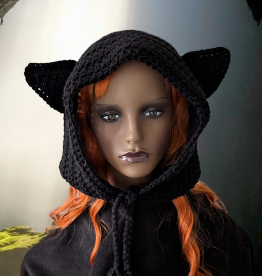 Bat Hood With Ears Animal Cute Black Gothic Hooded Warm - Etsy