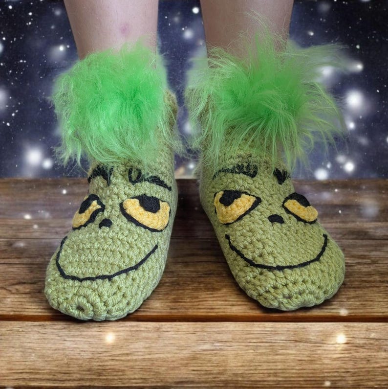 Christmas Monster Slipper Boot Socks Crochet Pattern Pdf - Etsy