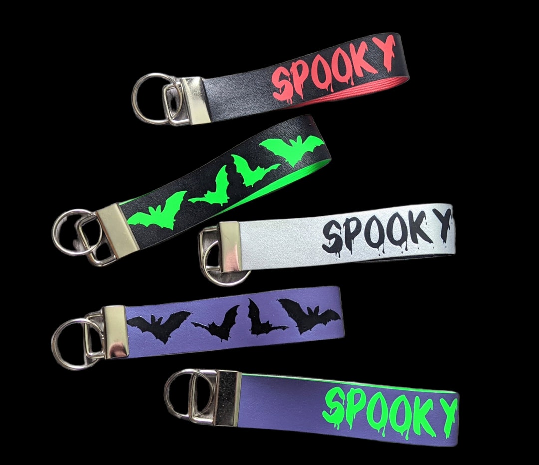 Bats Spooky Faux Leather Wristlet Key Fob Halloween Gothic - Etsy