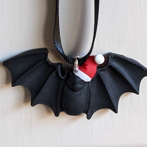 Christmas Bat Gothic Small Ornament Clay Hanging Decoration Cute - Etsy