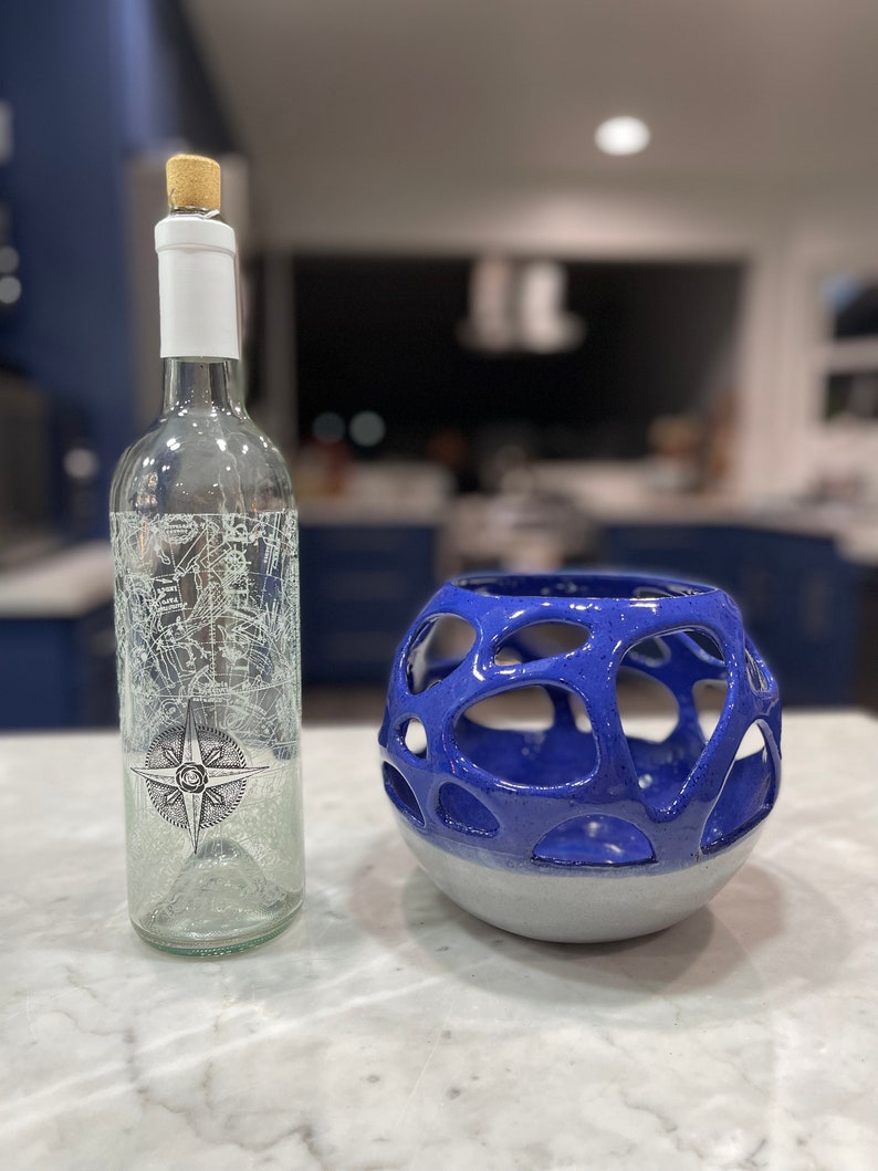 Blue Ceramic Sphere - Voronoi Planter - Succulent Planter - Succulent ...