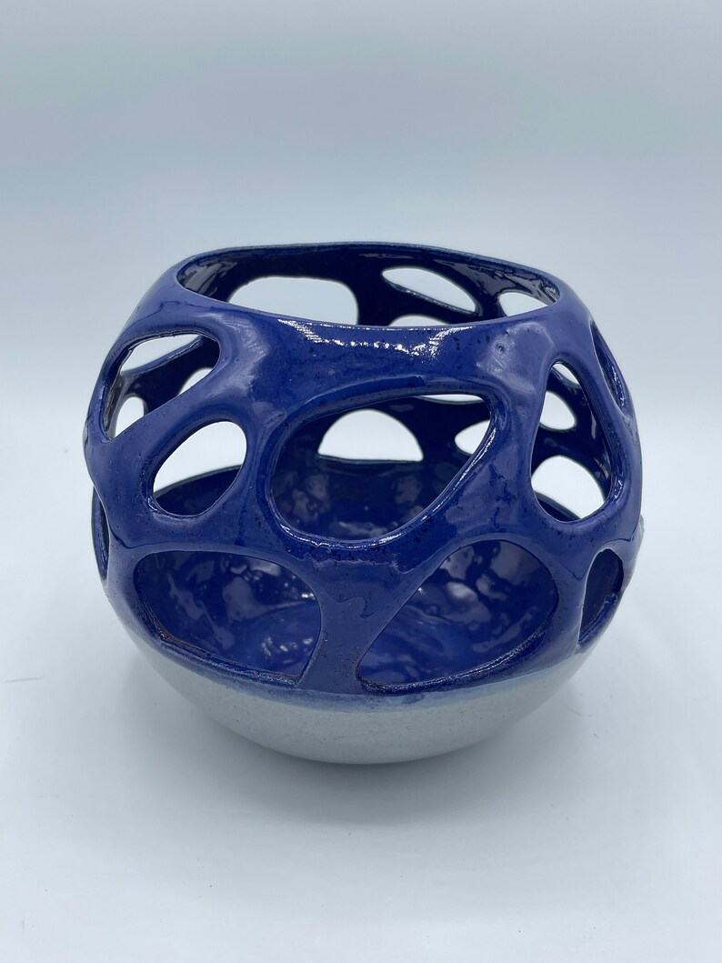 Blue Ceramic Sphere - Voronoi Planter - Succulent Planter - Succulent ...
